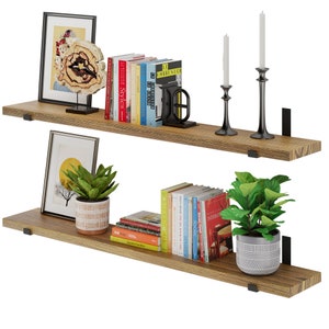 60x9 Floating Shelves for Wall Storage, Wall Bookshelf Living Room Set ...