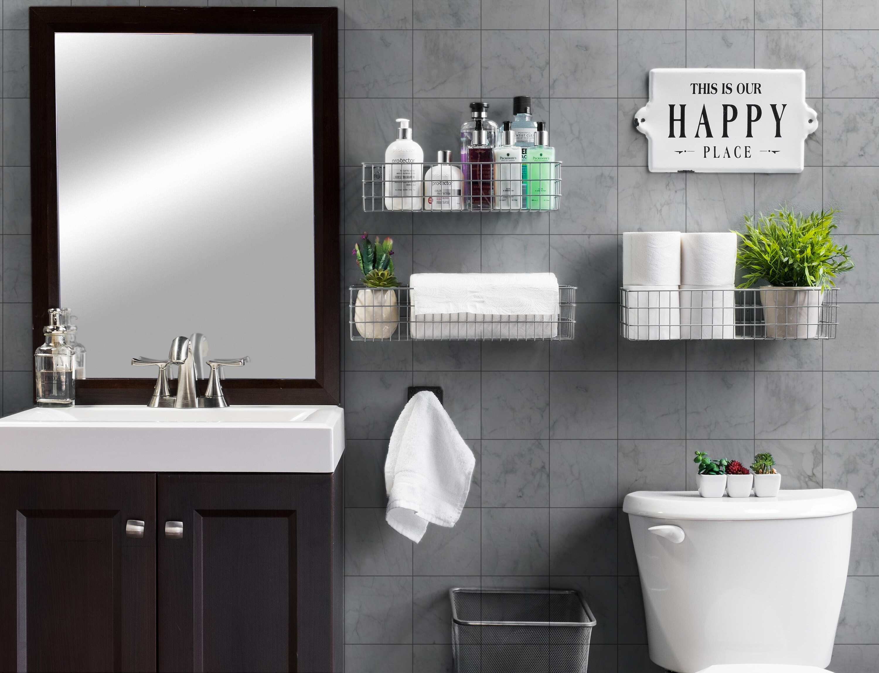 KANSAS Wire Basket for Bathroom Decor Wall Mounted Bathroom | Etsy