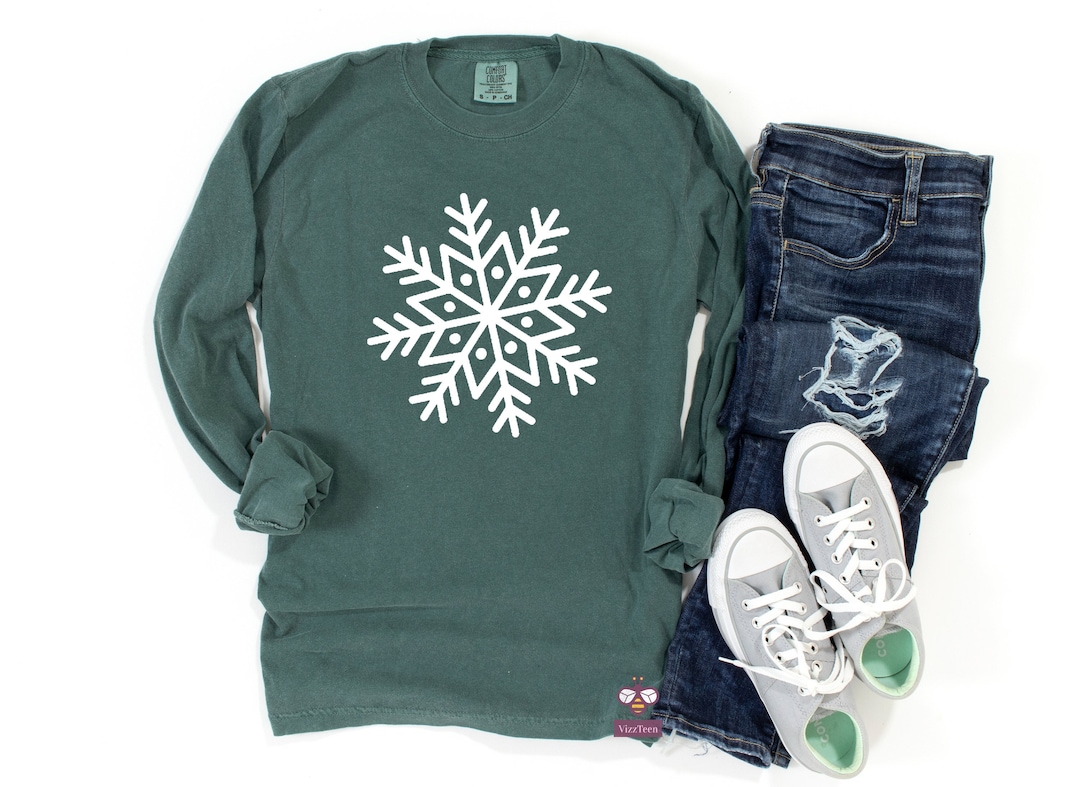 Snowflake Comfort Colors Long Sleeve Shirt, Trendy Bestseller Christmas ...