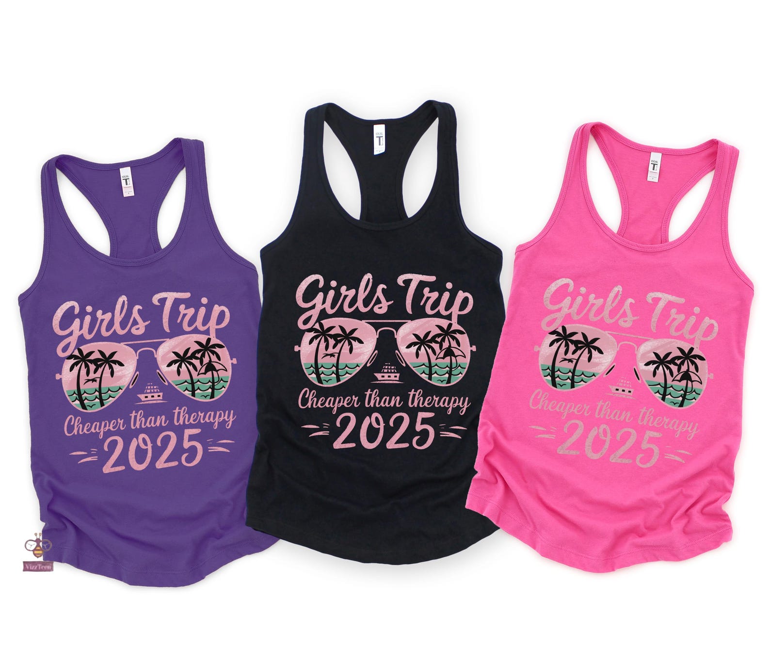 Girls Trip Tank Tops, Cheaper Than Therapy 2025, Retro Vacation ...
