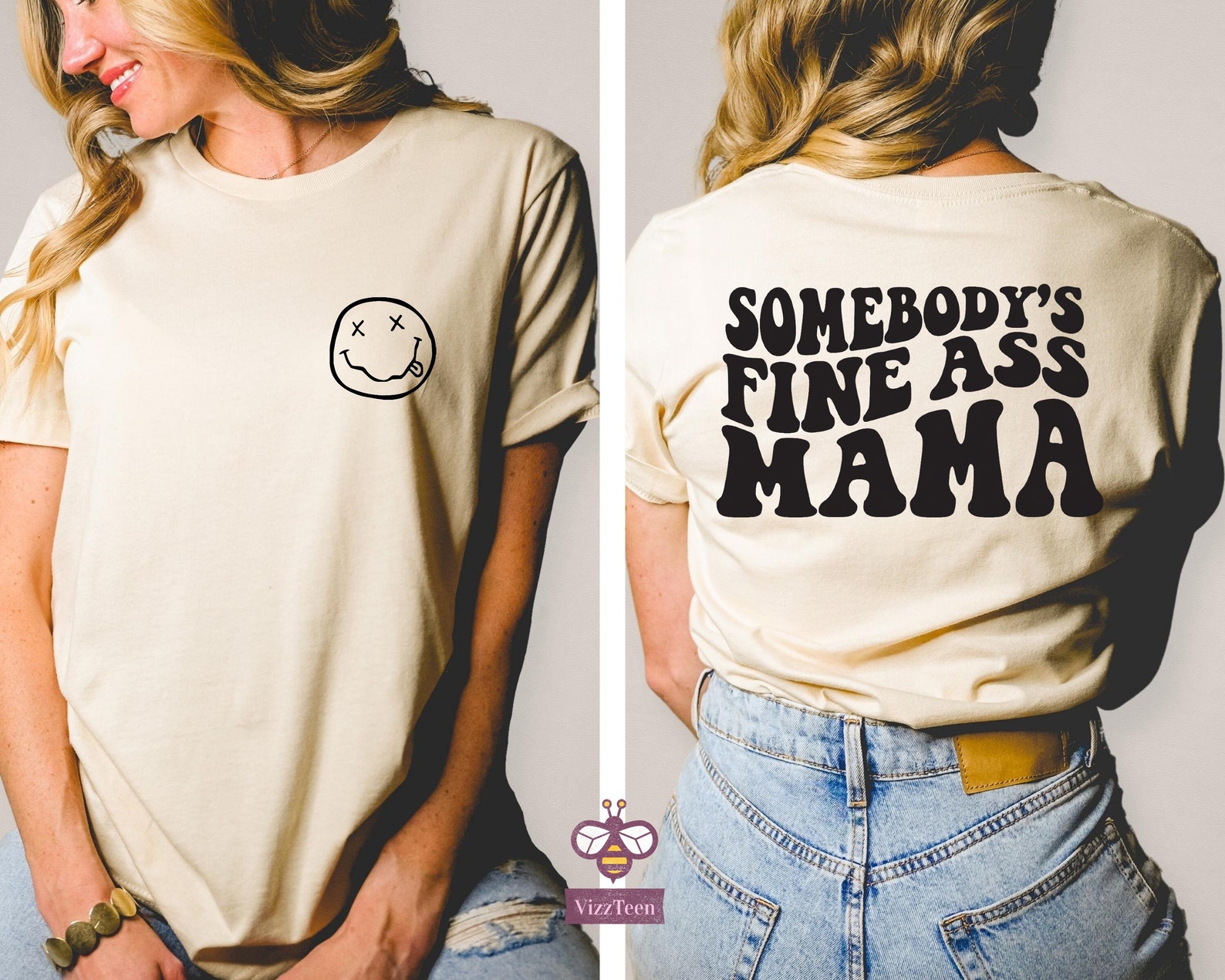 Funny Mama Shirt Somebodys Fine Ass Mama Preppy Smiley Etsy