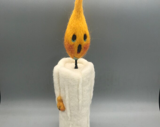 Burning Candle With Face Flame Felted Felt Figure Seasonal Table Girl ...