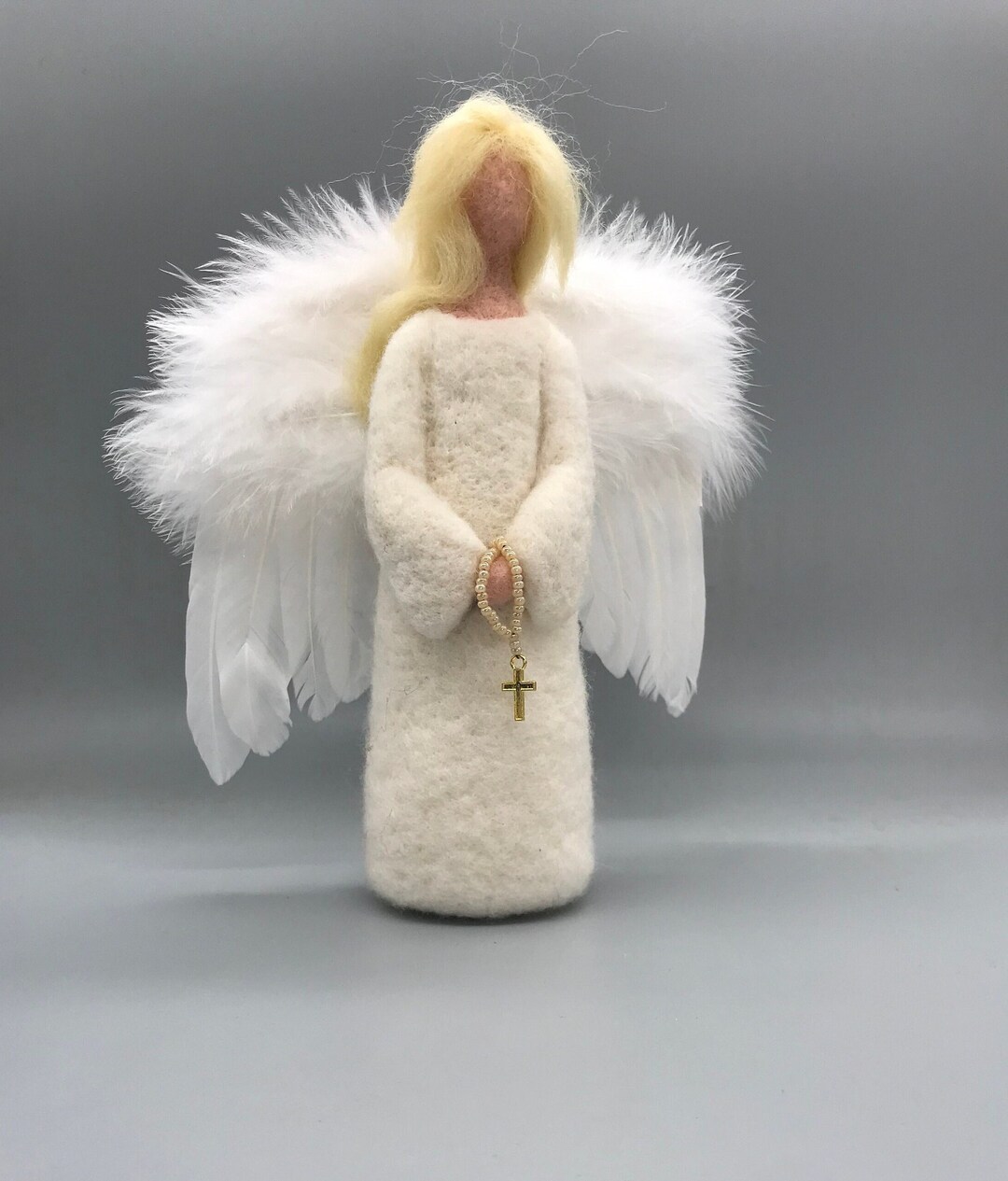 Felted Praying Angel With Rosary Felt Figure Guardian Angel - Etsy
