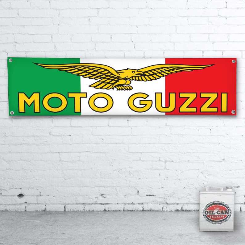 Moto Guzzi Italian Flag Banner – Heavy Duty for Workshop, Garage, Man ...