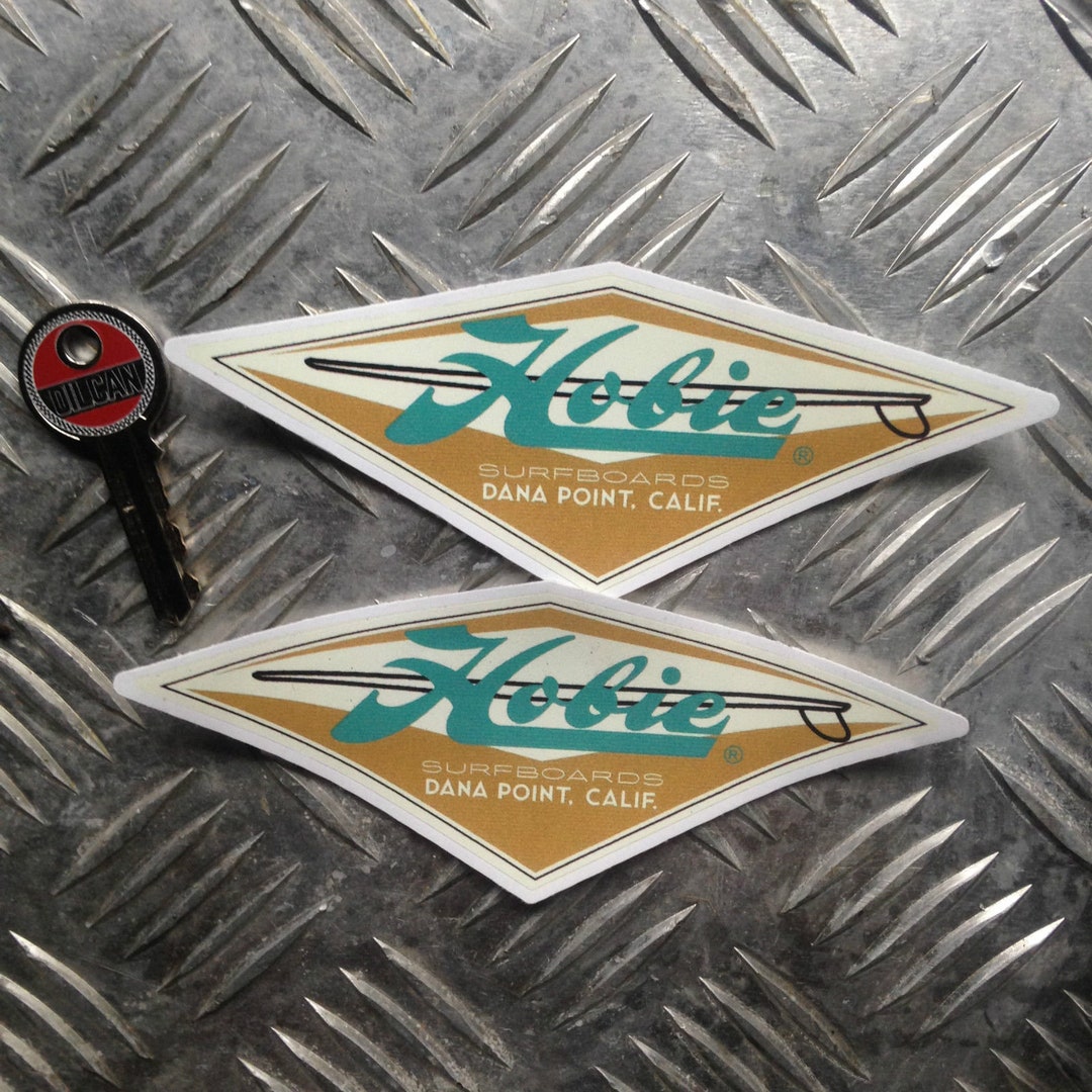 2x Hobie Surf Stickers, Vintage Reproduction Surf Boards Decals 135mm X ...