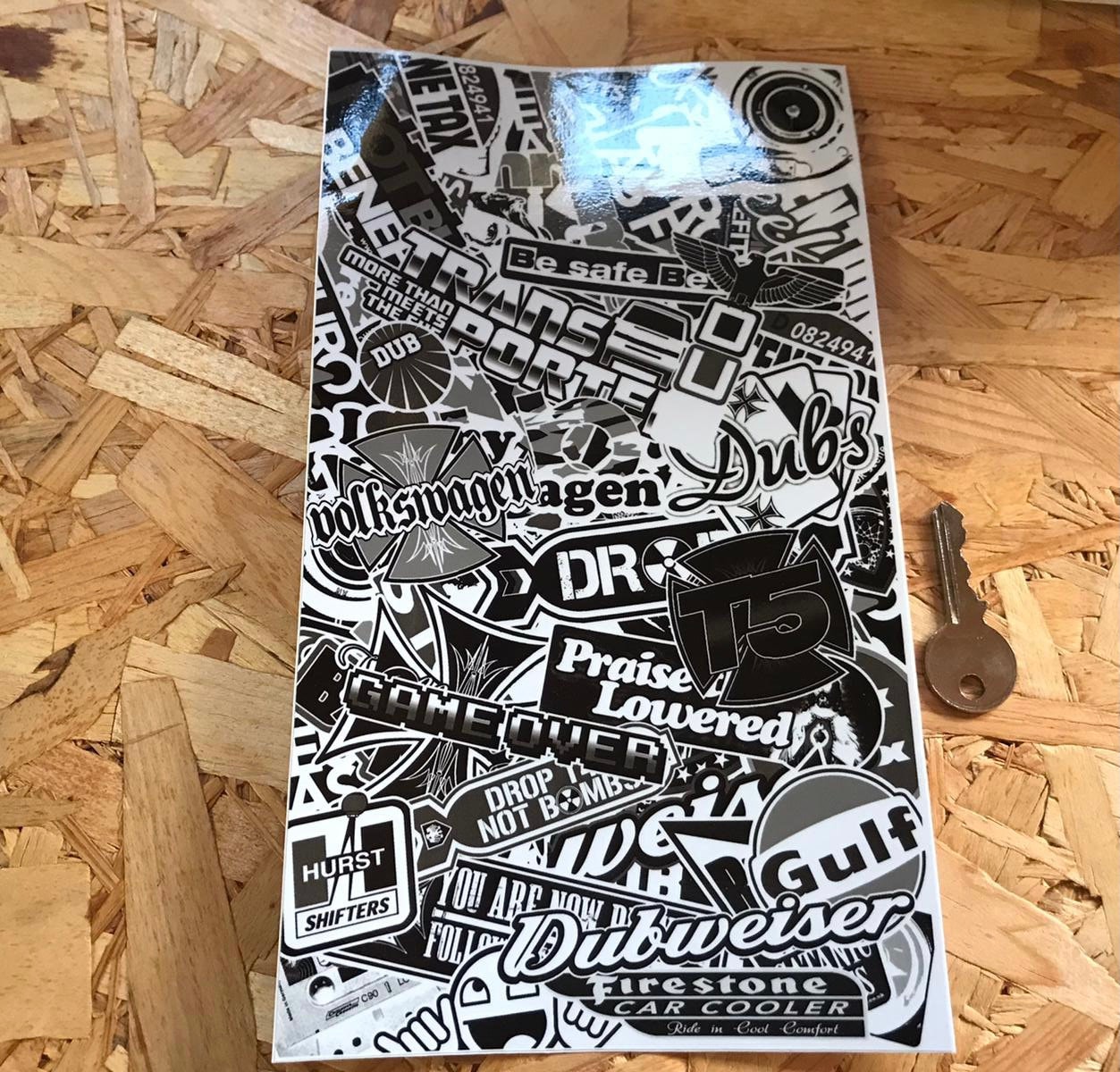 Black and White Sticker Bomb Style T5 Fuel Flap Decal Volkswagen Camper ...