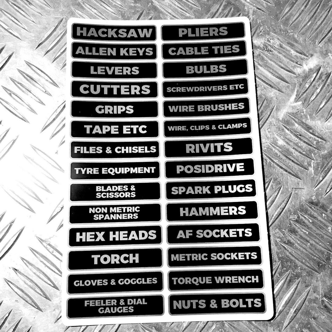 Workshop / Garage Storage Drawer / Tool Labels - Garage Gear 50x ...