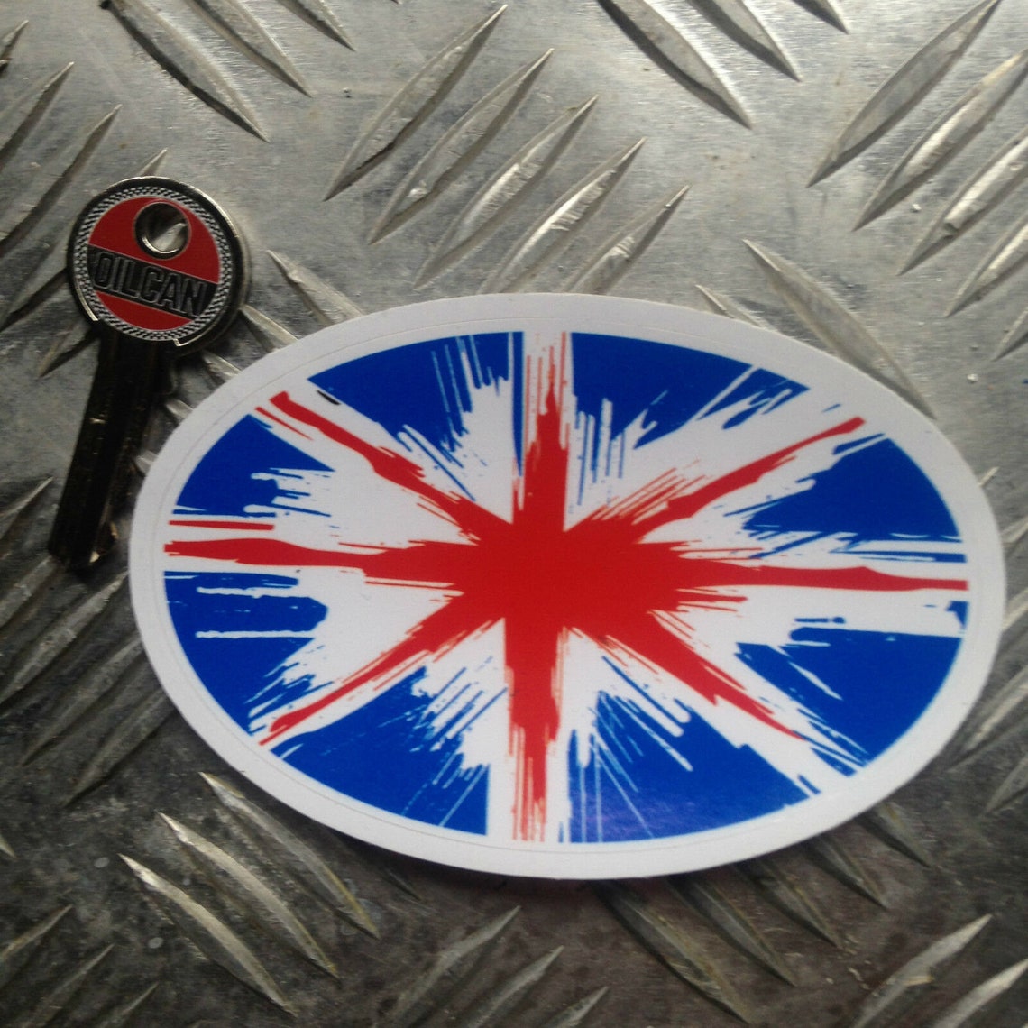 Grunged Union Jack Oval Car Sticker / Decal 110mm Wide X 70mm High ...