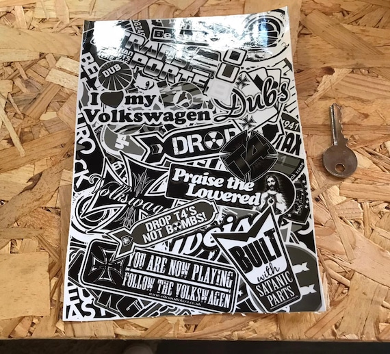 Black and white T4 fuel flap sticker with sticker bomb style | Etsy