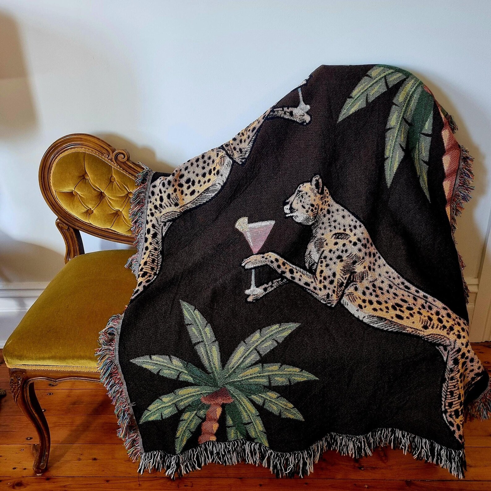 Cheetah Throw Blanket, Maximalist Home Decor, Woven Throw, Quirky ...