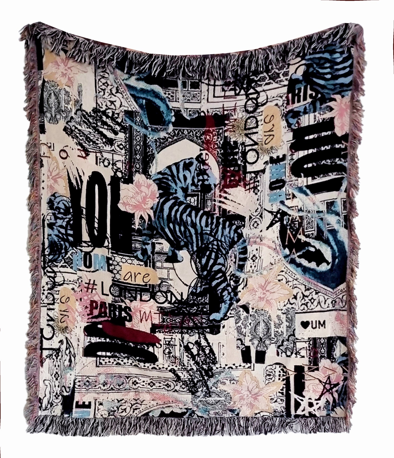 Vintage Type Blanket, Tiger Print Throw, Woven Throw Blanket, Cool ...