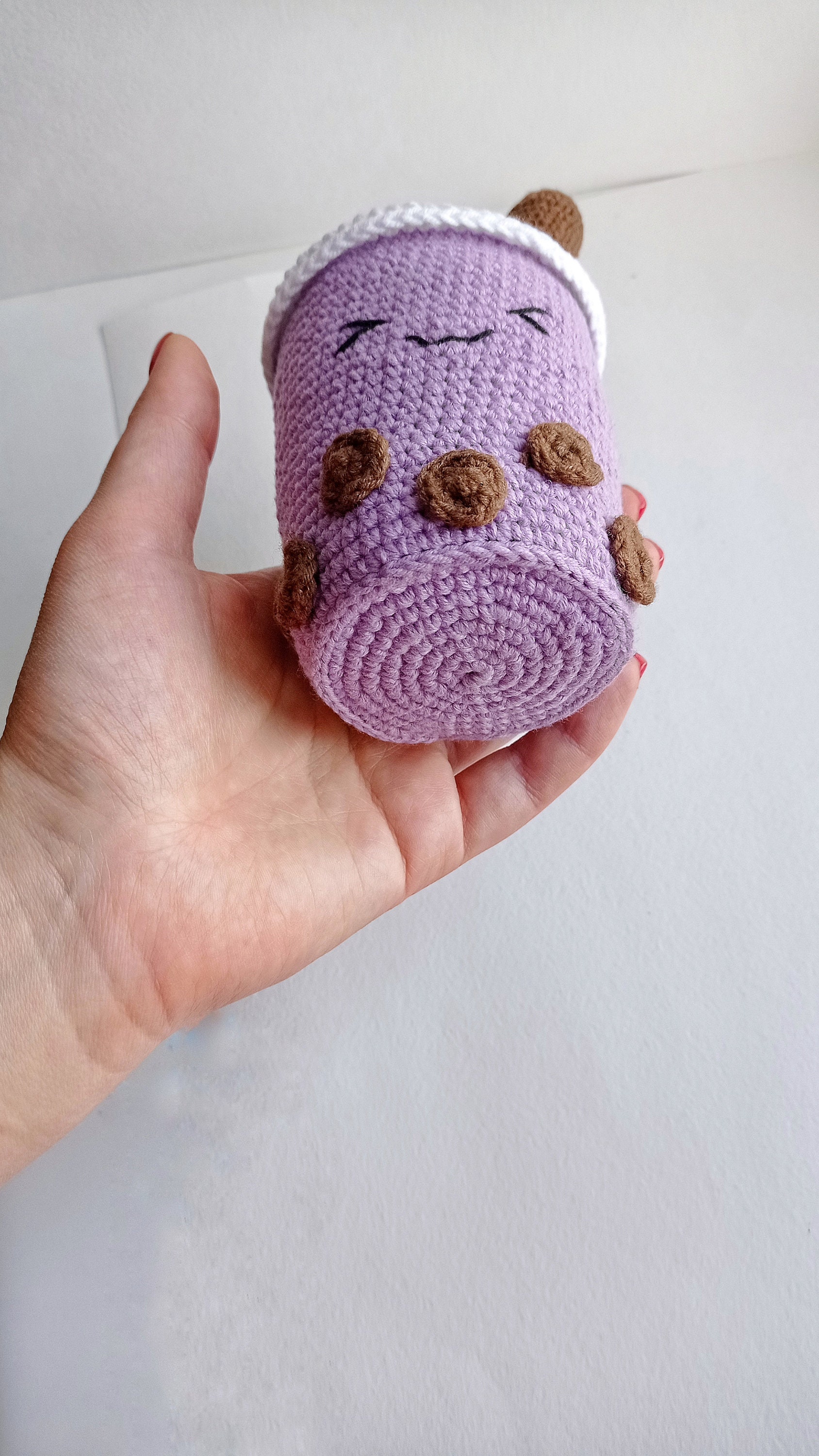 Kawaii Boba Tea Cup Cheer up Gift for Friend,boss Cute Crochet Home ...