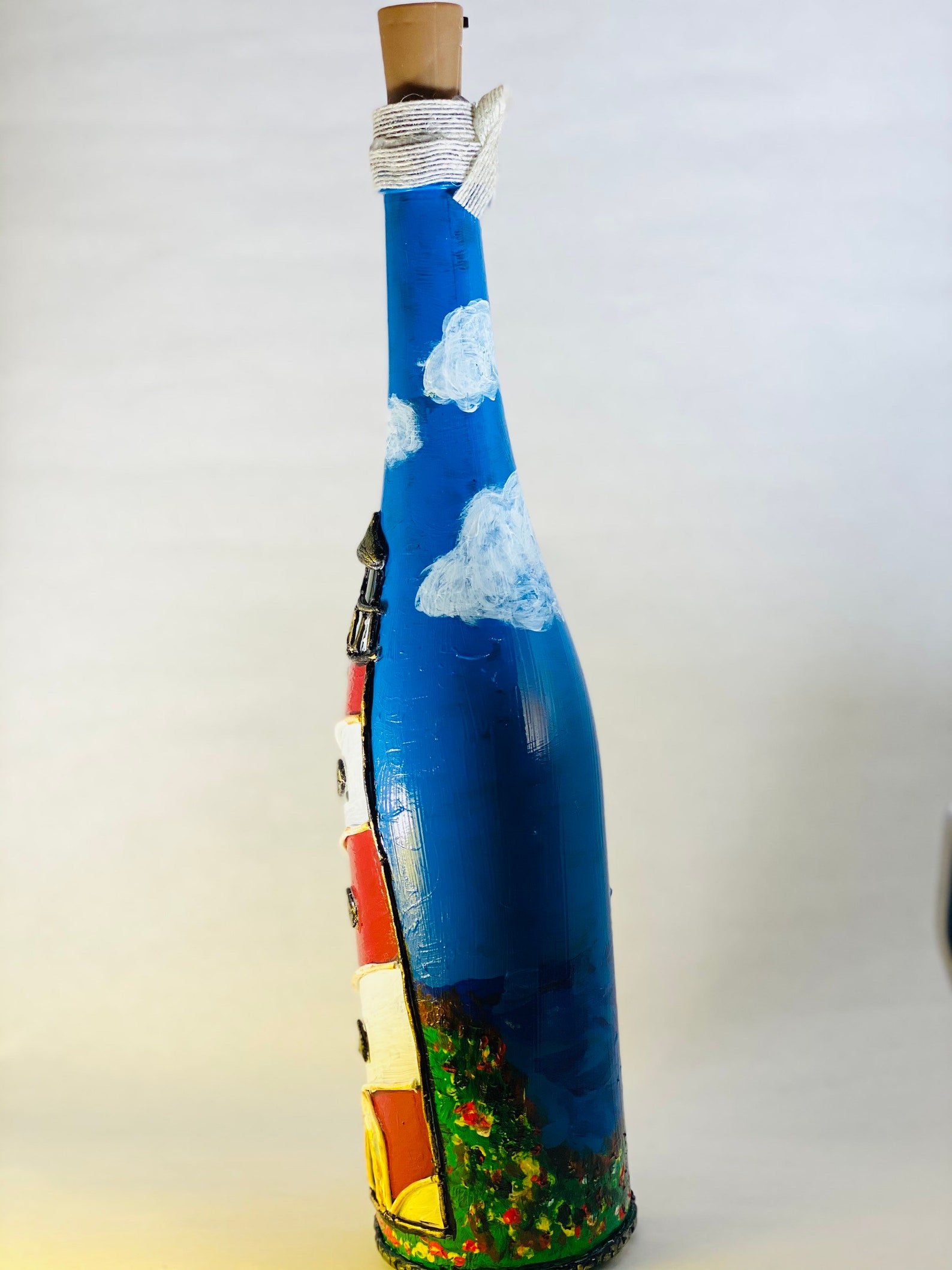 Wine Bottle Lighthouse Bottle Art Lights up | Etsy