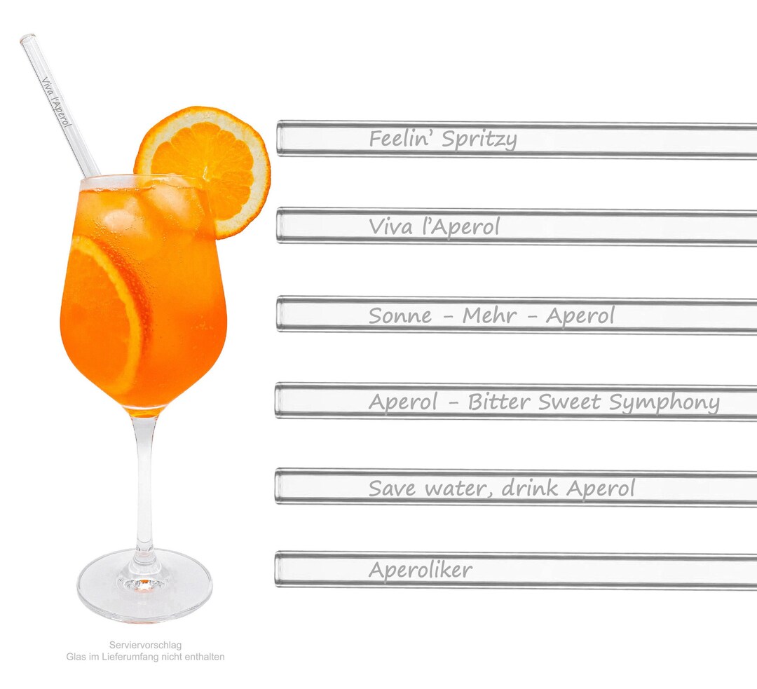 APEROL GLASS STRAWS 6 Aperol Spritz Sayings Engraved Ideal - Etsy