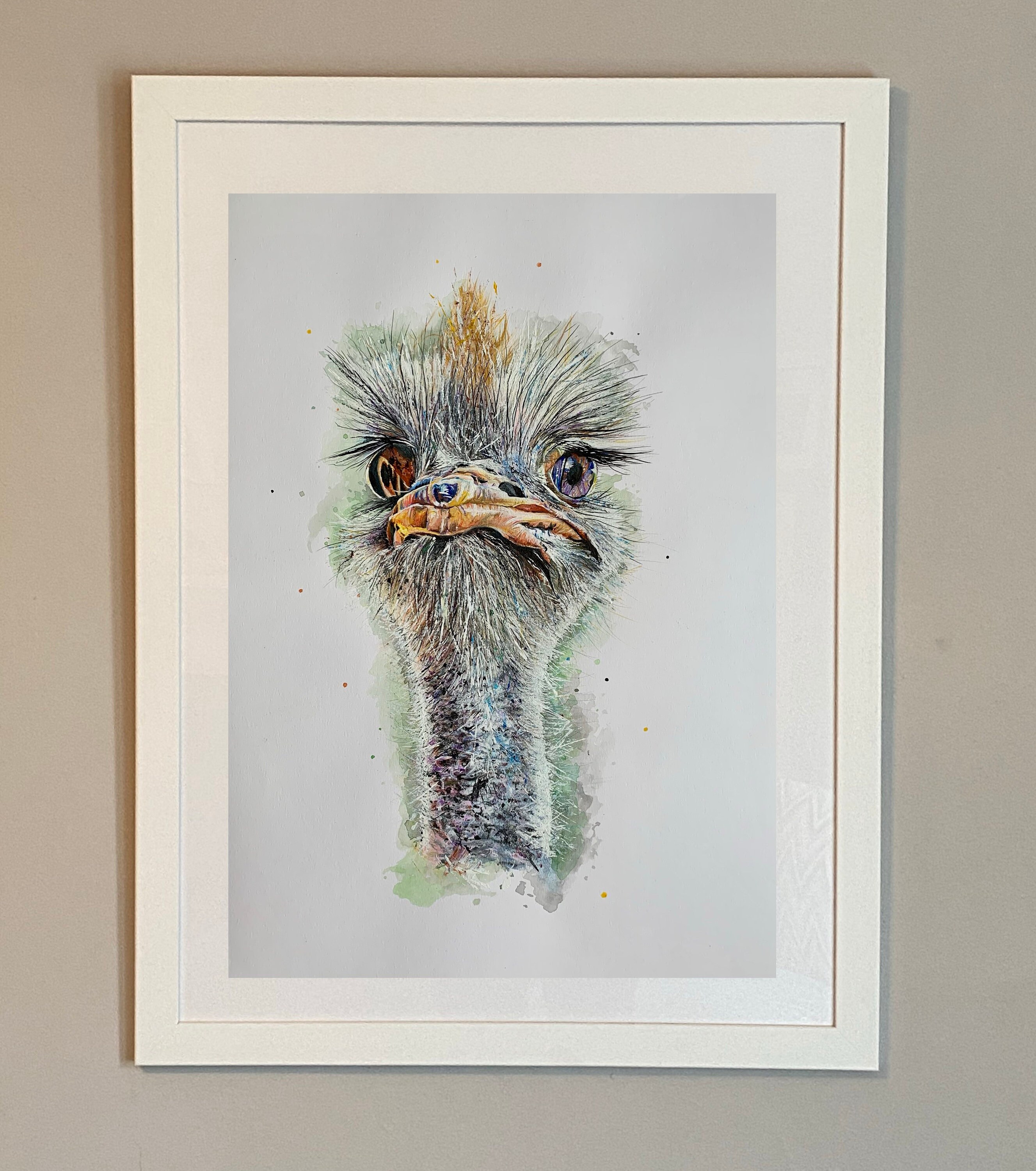 Ugly Bird Artist Print Bird Print Técnica mixta Acuarela, lápiz, forro ...