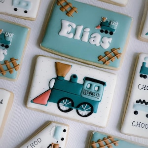 Train Birthday Sugar Cookies – Custom Decorated Party Favors, One Dozen ...