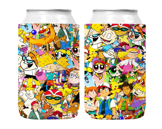 90's Cartoons Can Cooler, 90s Nostalgia Can Cooler, Cartoon Mashup, 90 ...
