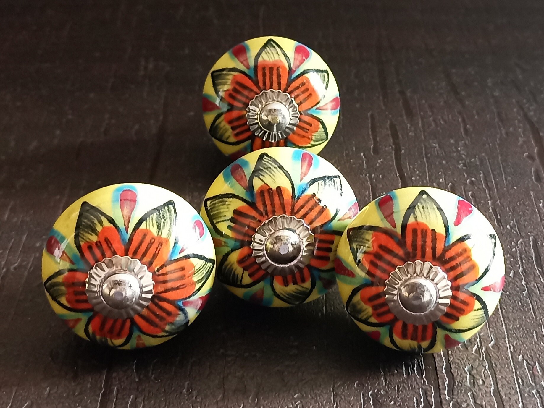 Multi Colored Floral Handmade Designer Ceramic Knobs/hand - Etsy