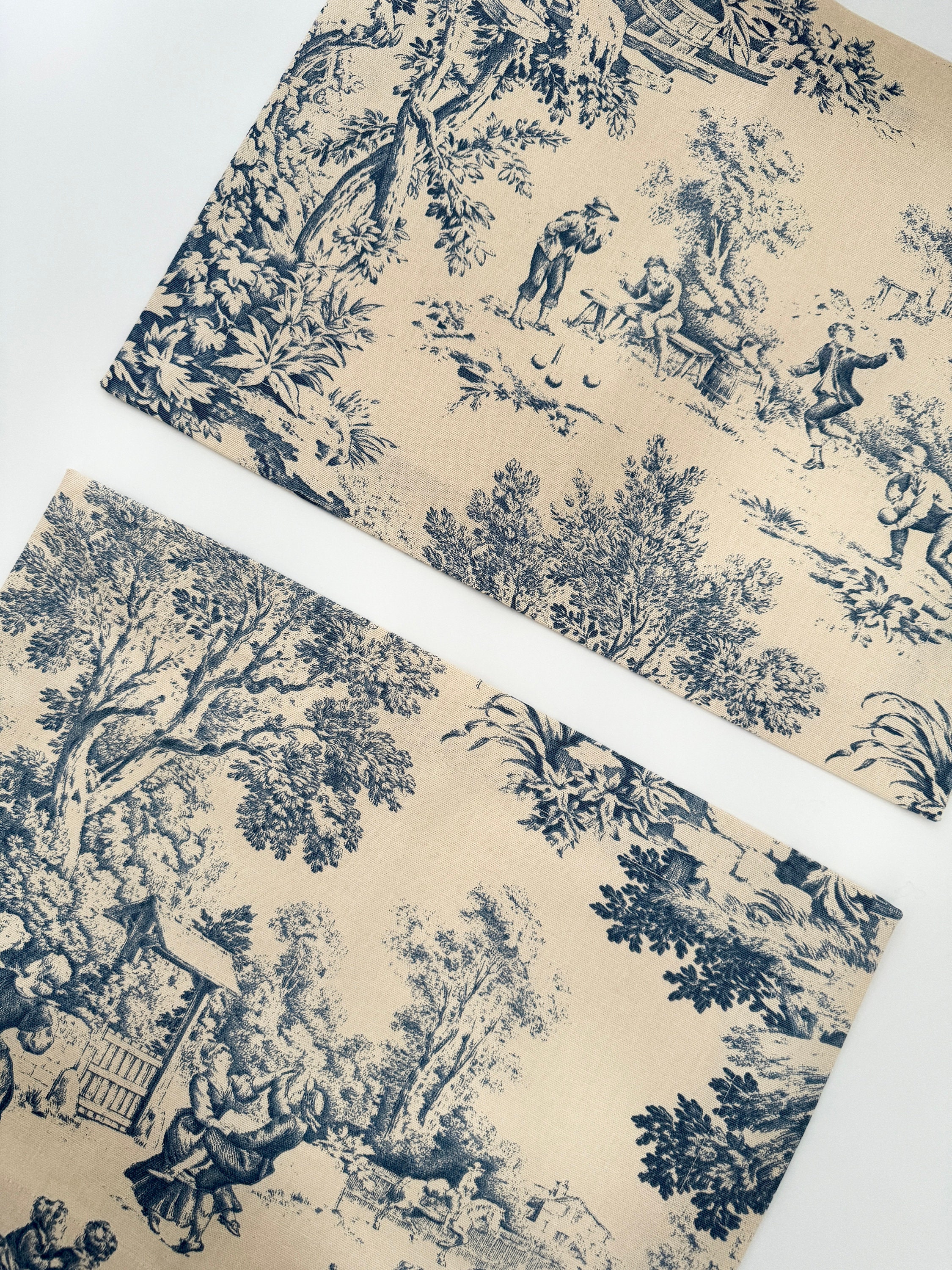 Blue Toile Placemats: Embroidered Cloth Table Mats, New Home Gift - Etsy