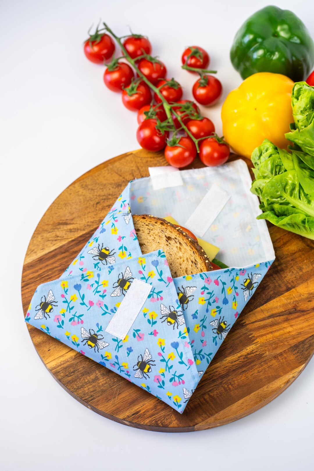 Set of 2 Reusable Sandwich Wraps, Handmade Cotton Lunch Wraps With ...