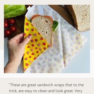 Reusable Sandwich Wrap Set: Eco-friendly Cotton Snack Bags - Etsy
