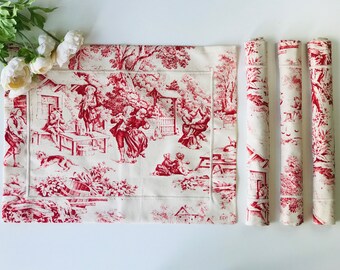 Red Toile Fabric - Etsy