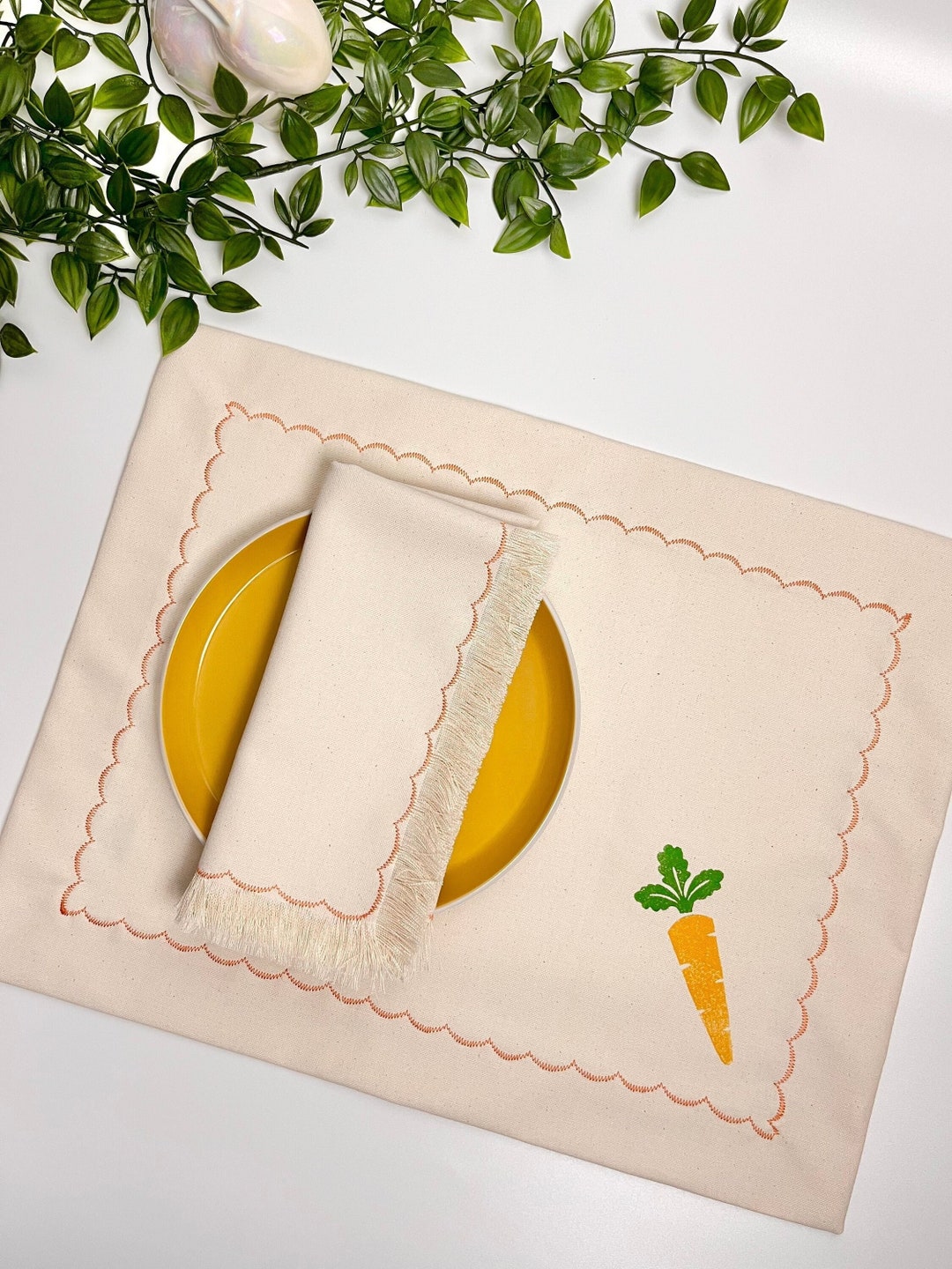 Carrot Block Print Table Mats, Easter Placemats, Cloth Placemats ...