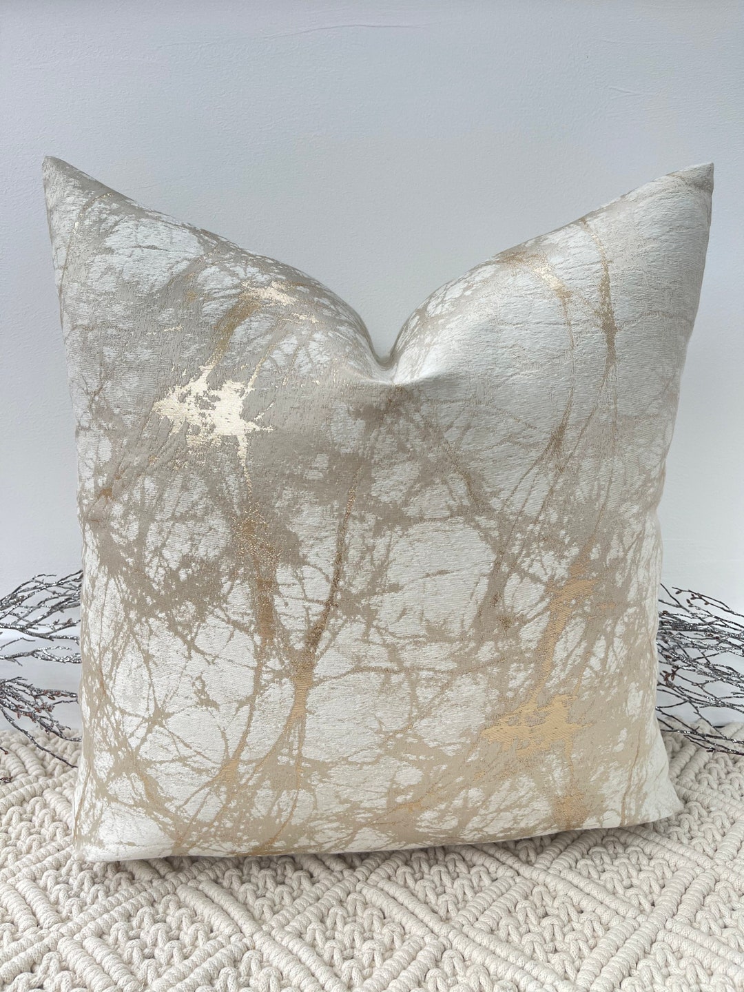 Luxury Gold and Cream Textured Cushion, Customisable Options to Add ...