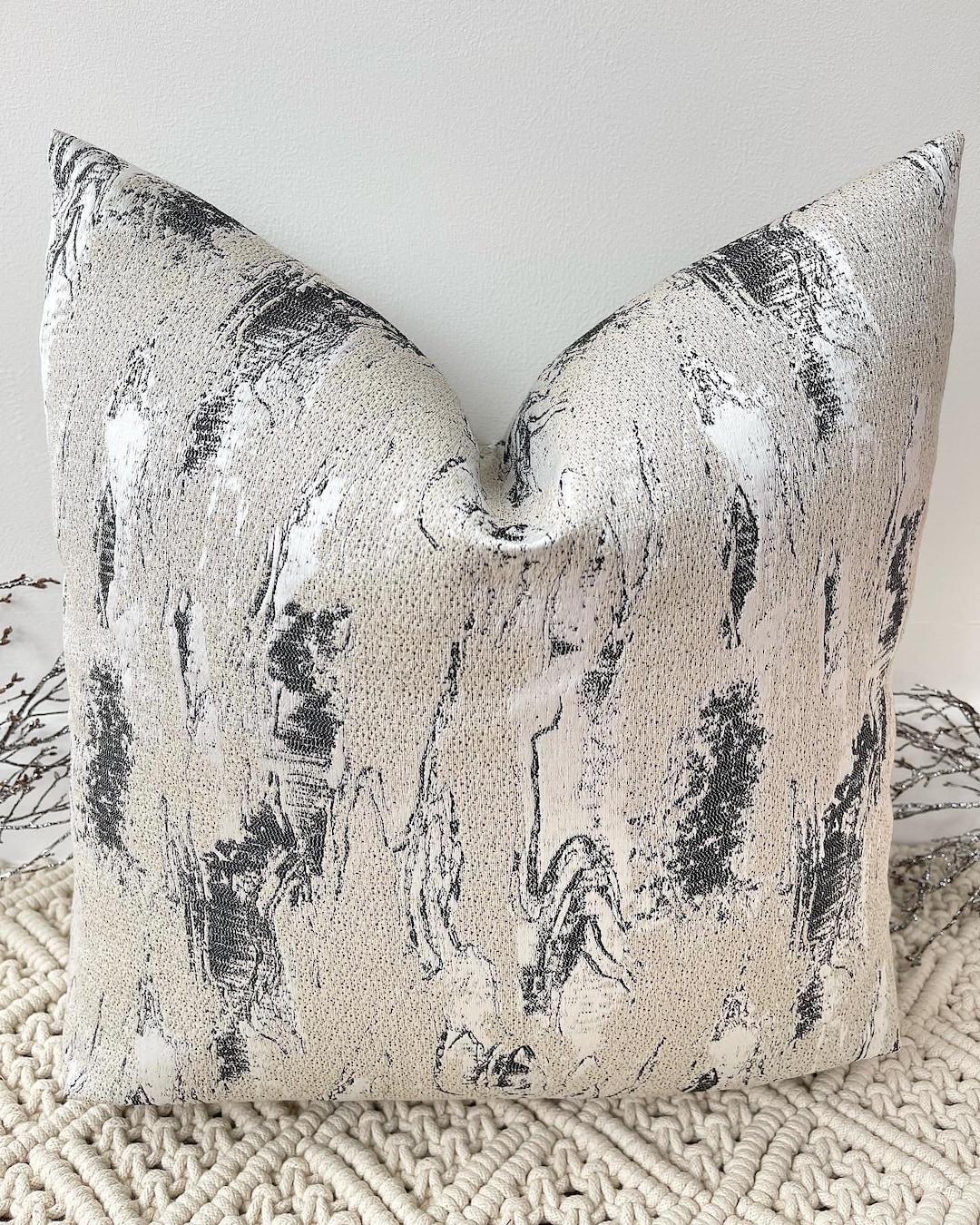 Luxury Black and Beige Textured Effect Cushion Pillow Cover for Sofa ...