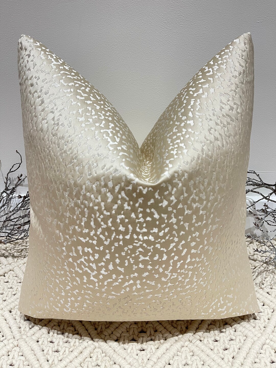 Luxury Vanilla Cream Textured Cushion Pillow Cover for Sofa Bed Throw ...