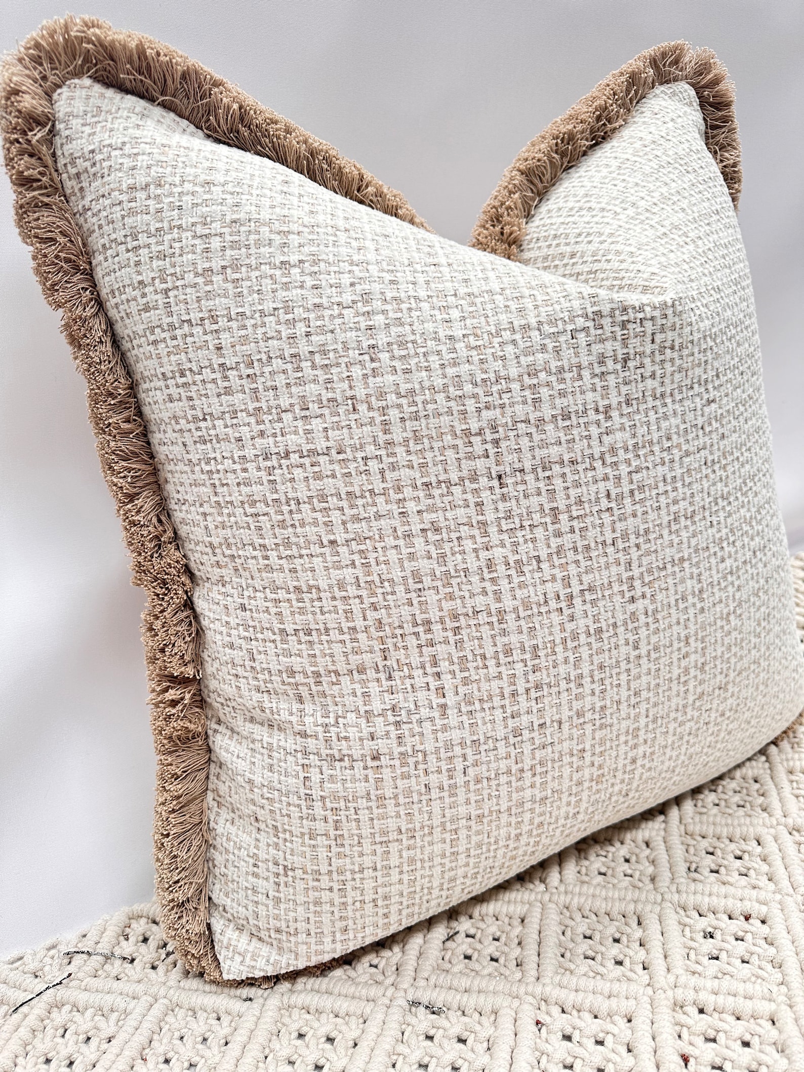 Style No. 176 - Luxury Natural Cream Bohemian Textured Fringed Tan ...