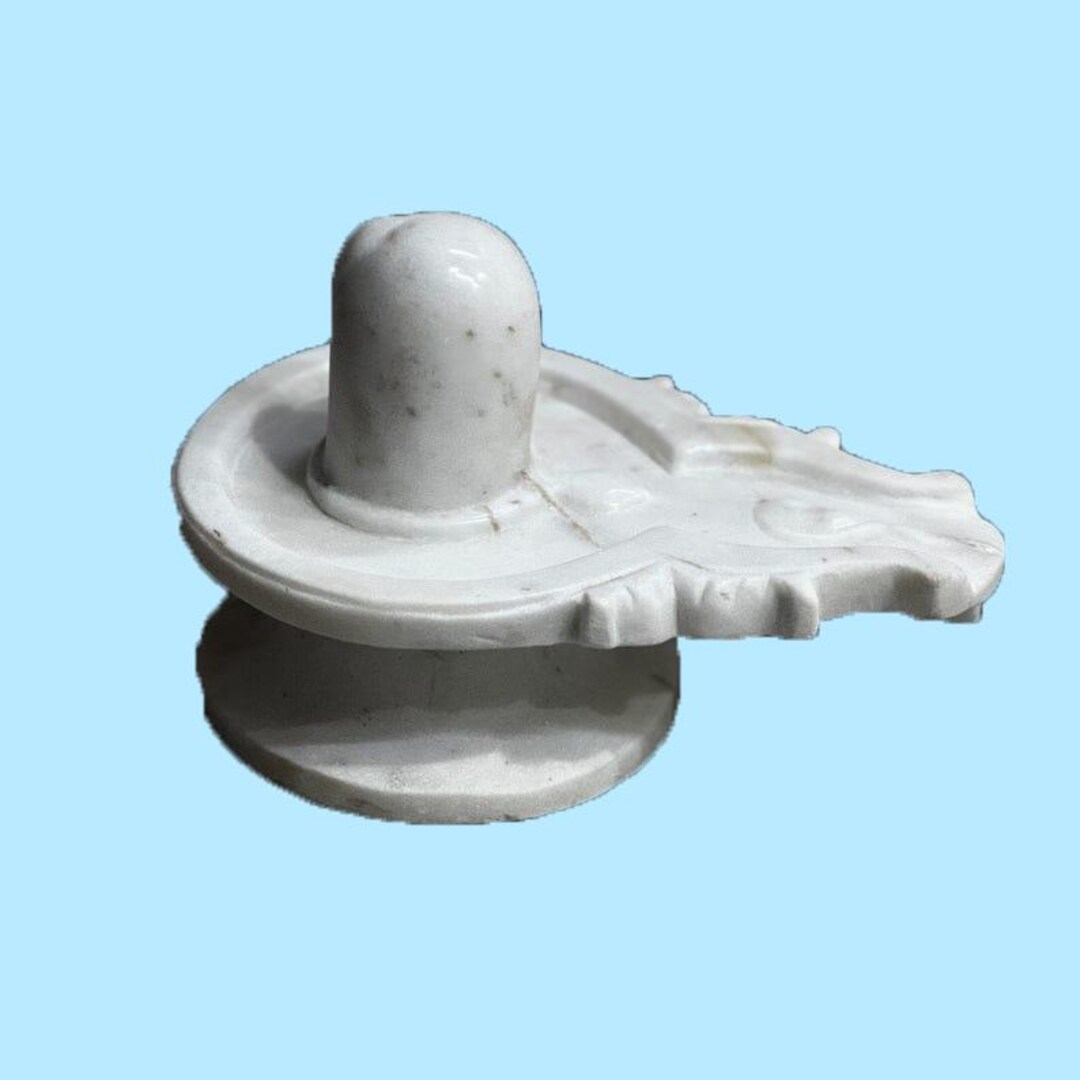 8" White Marble Siva Lingam, Natural Stone Shiv Ling, Hand Crafted ...