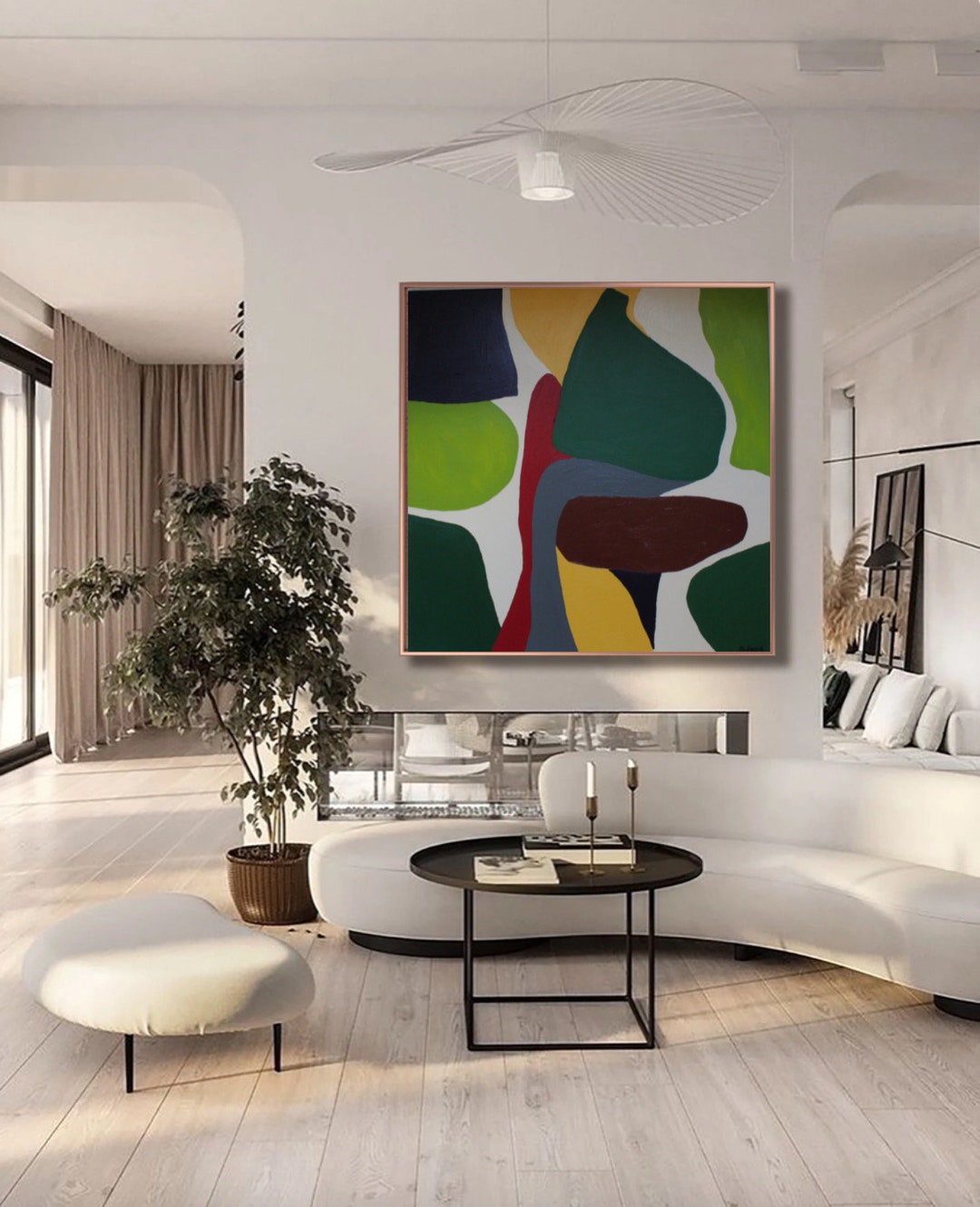 Green Abstract Painting Green Abstract Painting on Canvas Green Wall ...