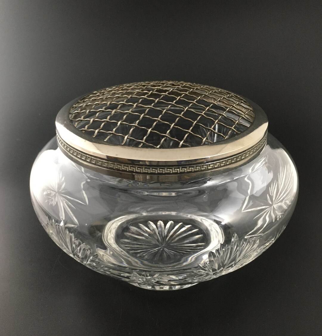 Large Vintage Rose Bowl With Flower Frog, Edinburgh Crystal, Star of ...
