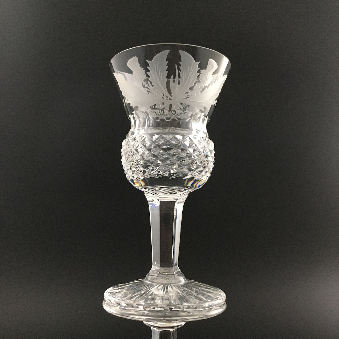 Signed Edinburgh Crystal Thistle Pattern Stemmed Cordial Glass, 3 1/2 ...
