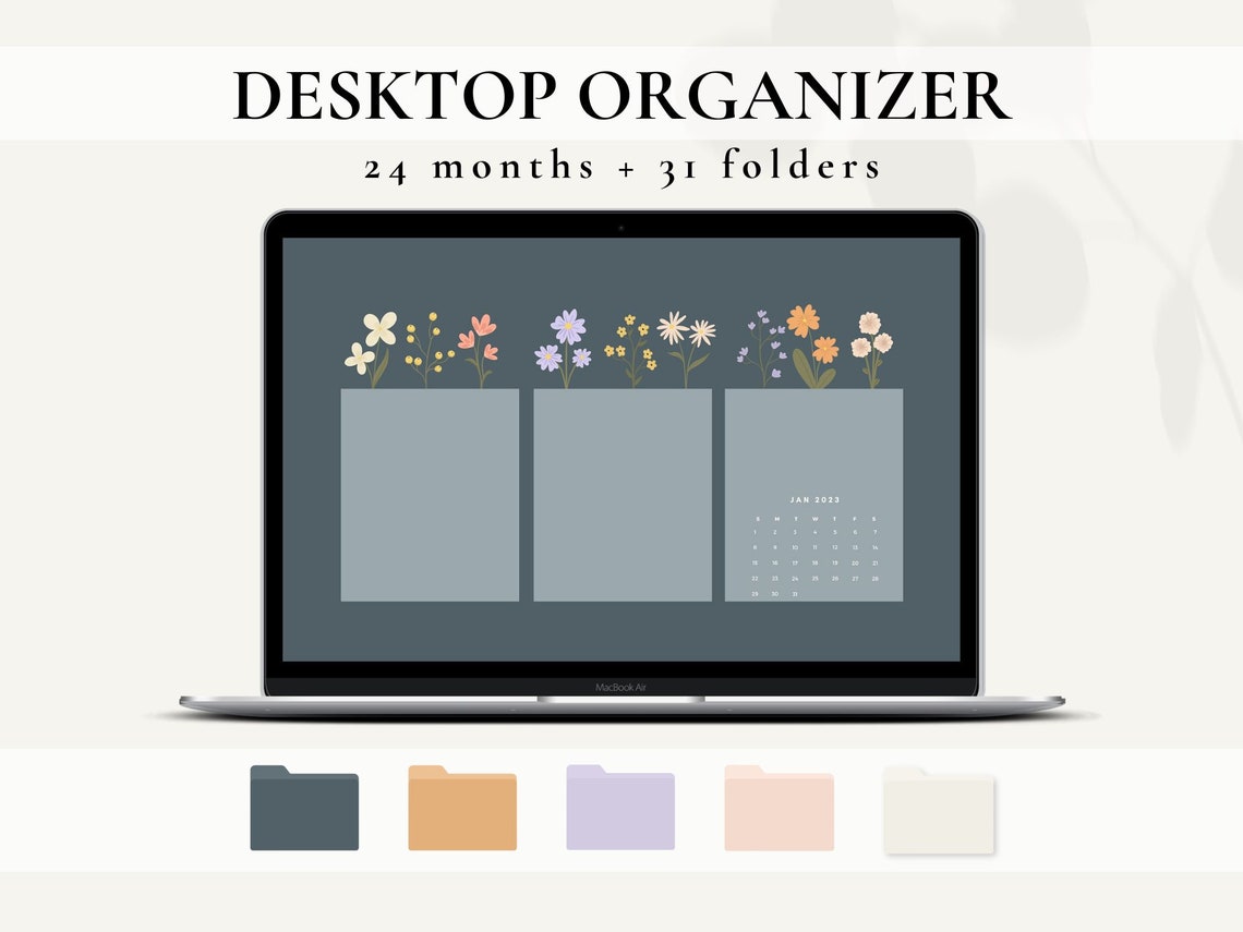 Flower Desktop Organizer 2022 2023 Wallpaper Aesthetic - Etsy