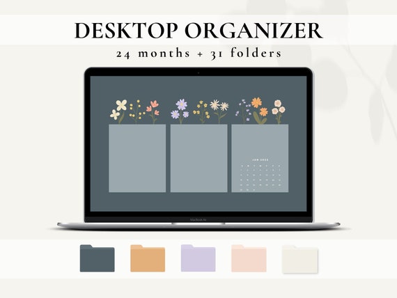 Flower Desktop Organizer 2022 2023 Wallpaper Aesthetic - Etsy