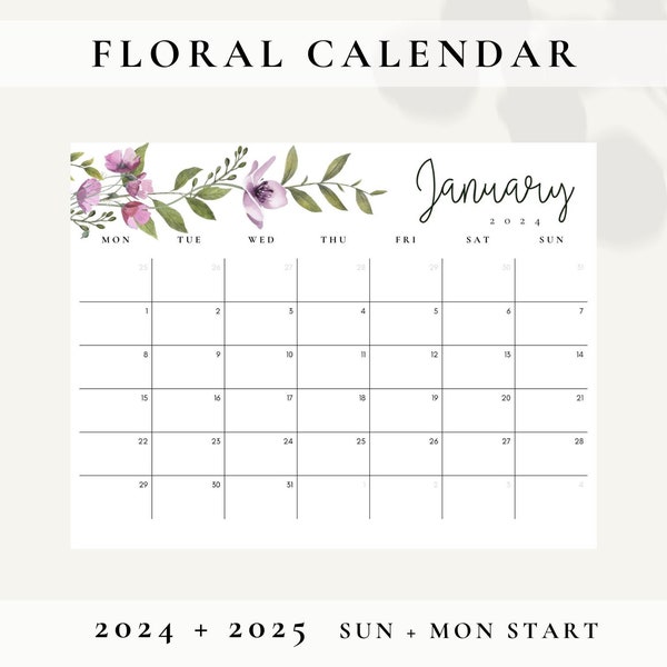 Printable Calendar - Etsy