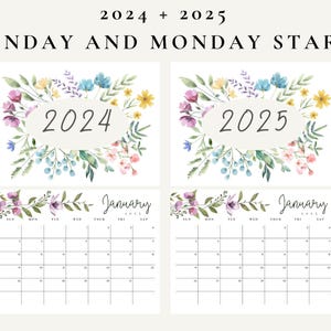 2024 and 2025 Calendar Printable, Monthly Calendar Planner, Neutral ...