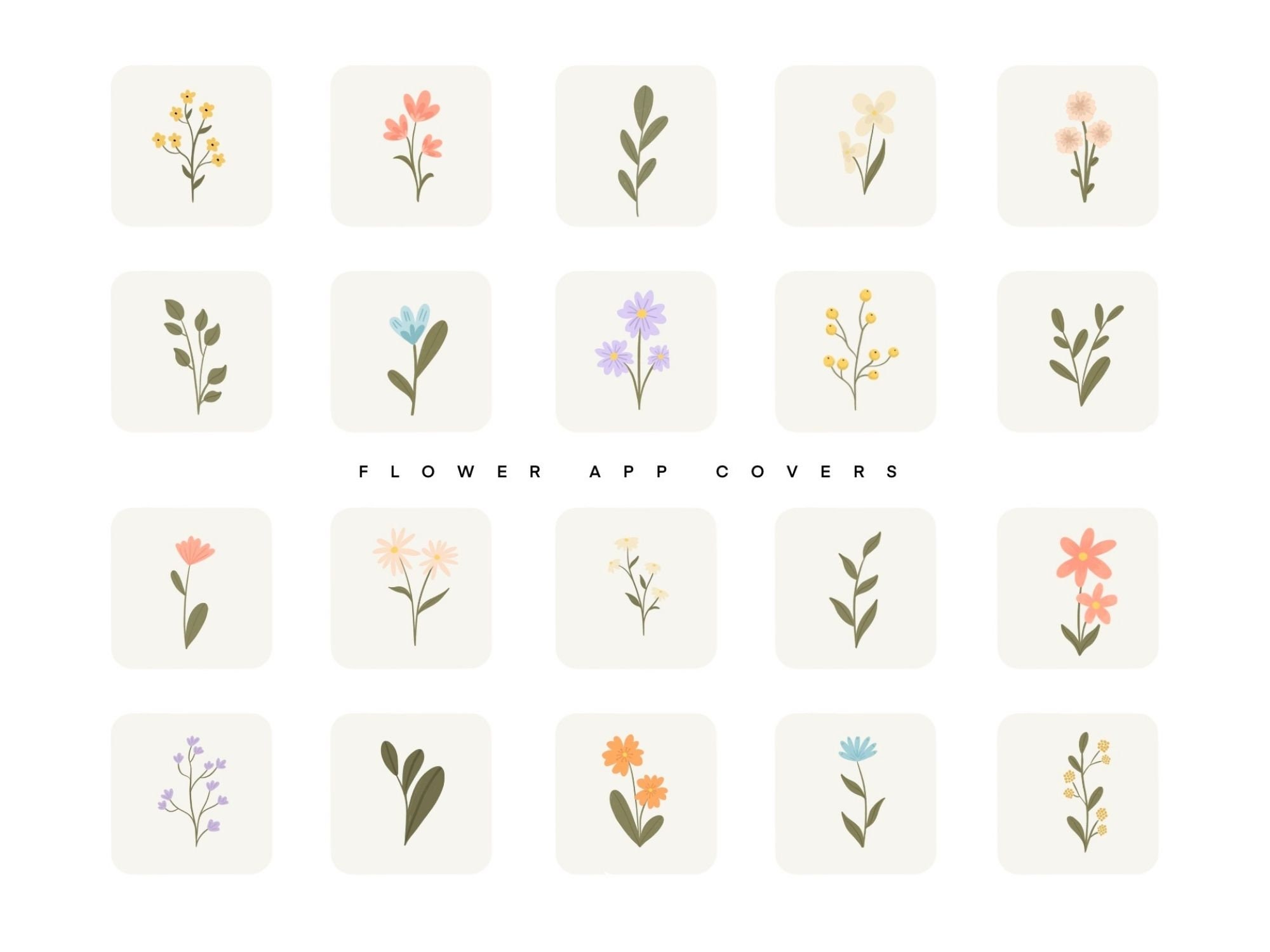 Iphone Ios 14 Icons Neutral App Icons Minimal Iphone Flower - Etsy