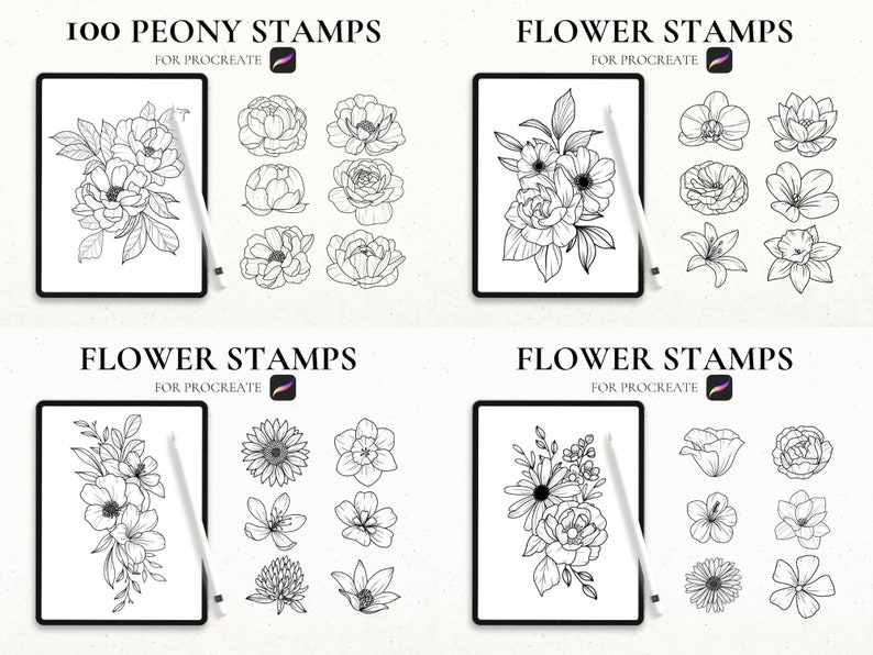 Procreate Stamp Bundle Plant Clip Art Bundle Commercial Use - Etsy