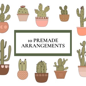 Cactus SVG Bundle, Plants Clip Art Set, Plant Illustration, Boho Cactus ...