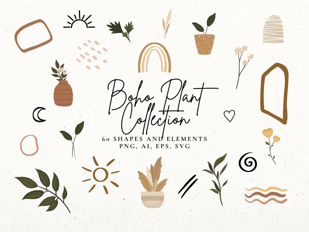Boho SVG Bundle Bohemian Clip Art Set Botanical Flower Svg - Etsy