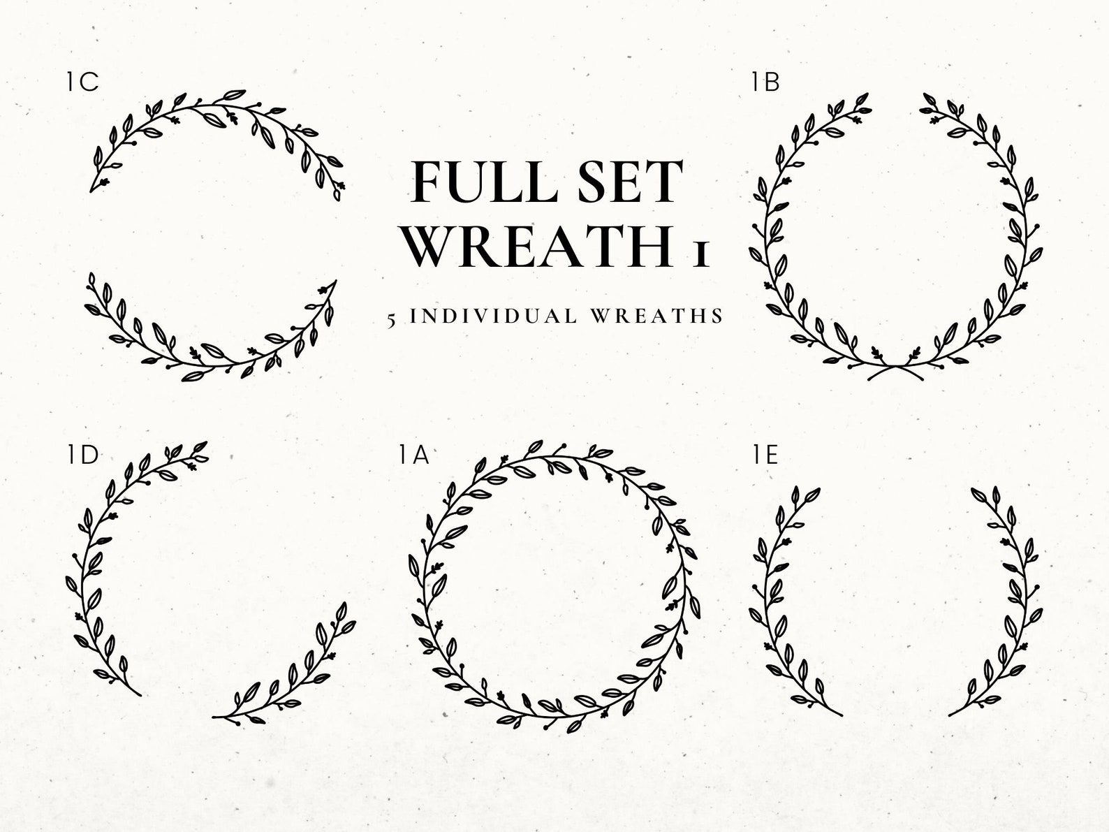 Botanical Wreath Svg Hand Drawn laurel wreath Clip art | Etsy