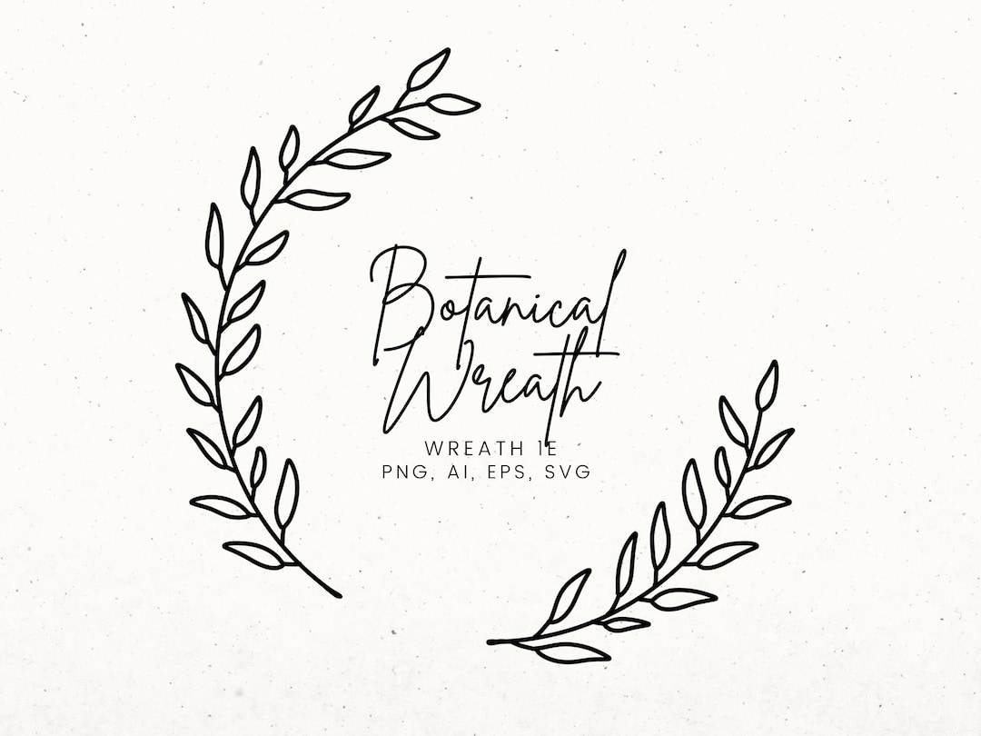 Botanical Wreath Svg, Hand Drawn Laurel Wreath Clip Art, Leaves Vector ...