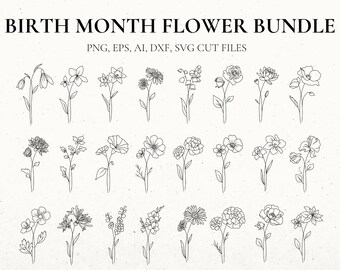 Birth Flower Svg | Etsy