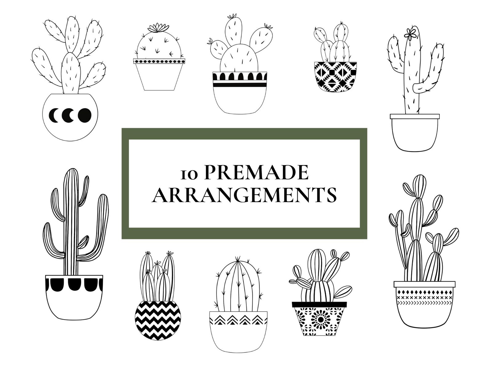 Cactus SVG Bundle Plants Clip Art Set Plant Illustration - Etsy