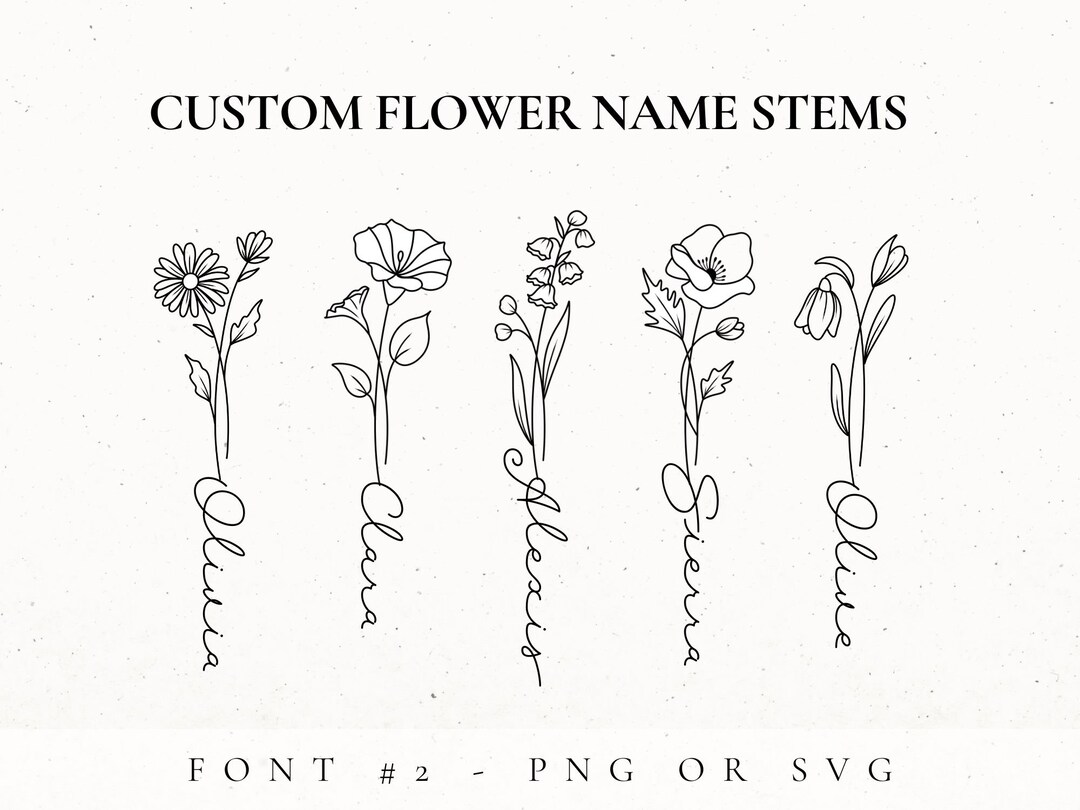 Custom Flower Name Birth Flower Tattoo Design Commission - Etsy Australia