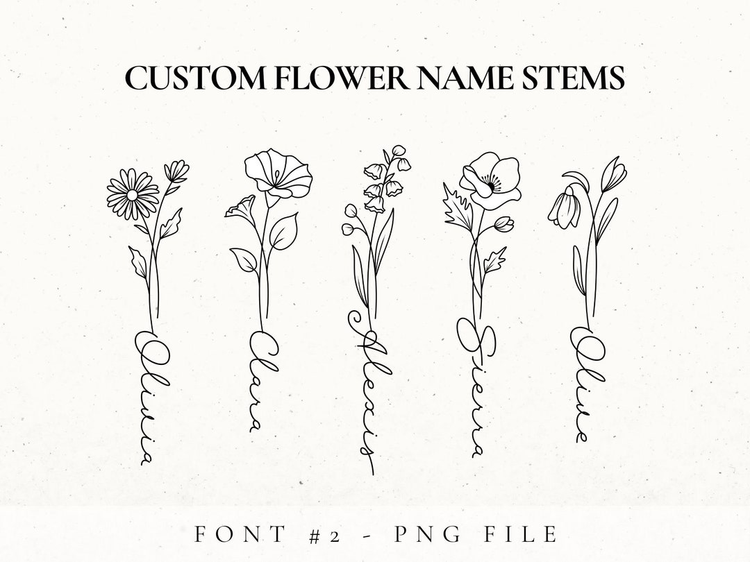 Custom Flower Name, Birth Flower Tattoo Design Commission, Birth Month ...