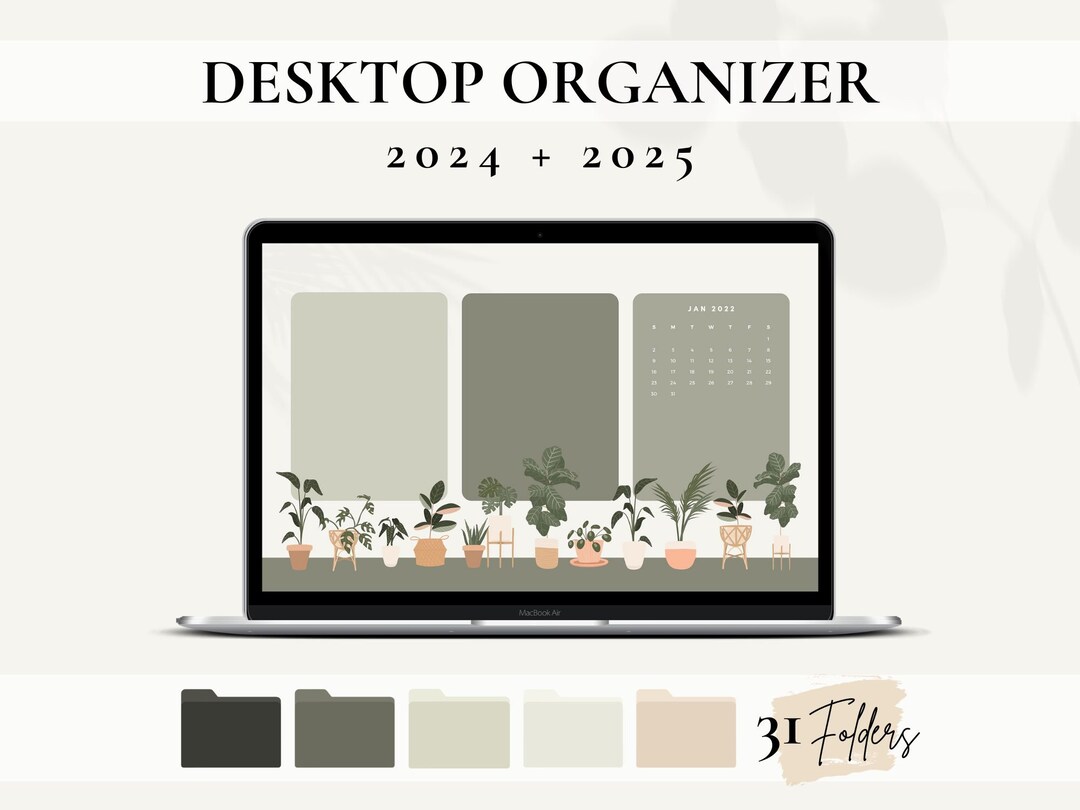 2024 and 2025 Plant Desktop Organiser, Digital Planner, Boho Plant ...